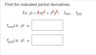 Solved Find the indicated partial derivatives. | Chegg.com