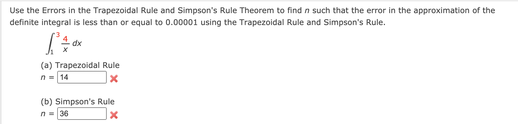 Solved Use the Errors in the Trapezoidal Rule and Simpson's | Chegg.com