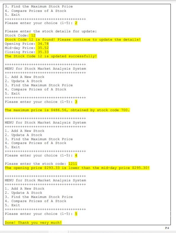 Solved Write a C++ program that accepts daily stock market | Chegg.com