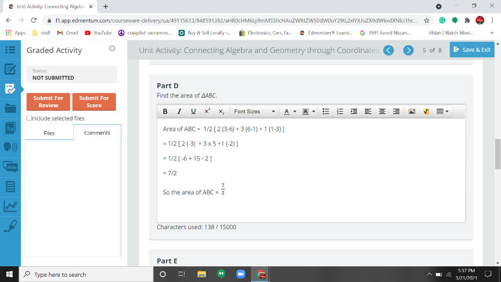 Compare the calculations displayed in GeoGebra with | Chegg.com