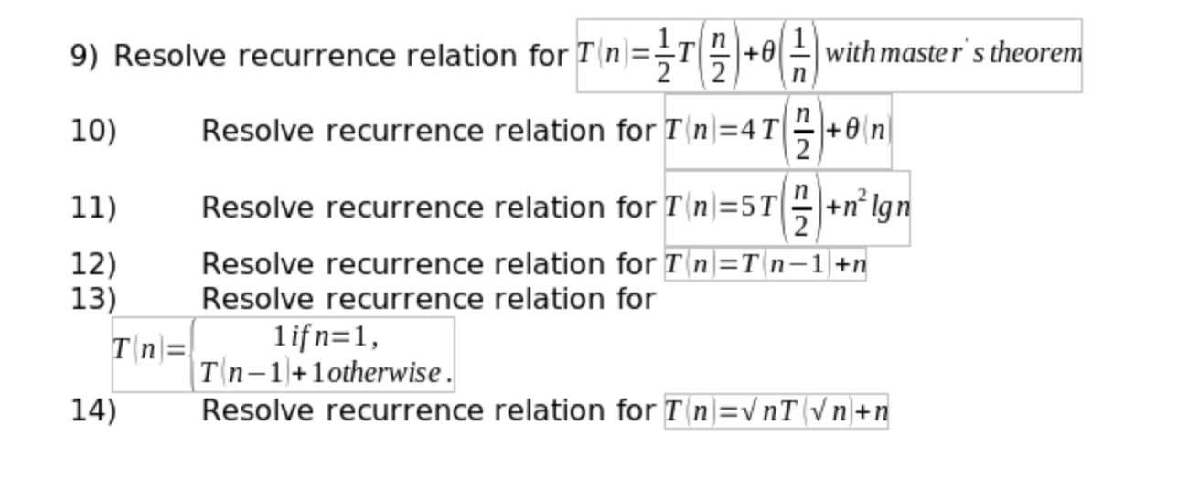 Solved + 1 with master's theorem n 9) Resolve recurrence | Chegg.com