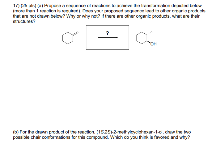 Solved (25 ﻿pts) (a) ﻿Propose a sequence of reactions to | Chegg.com