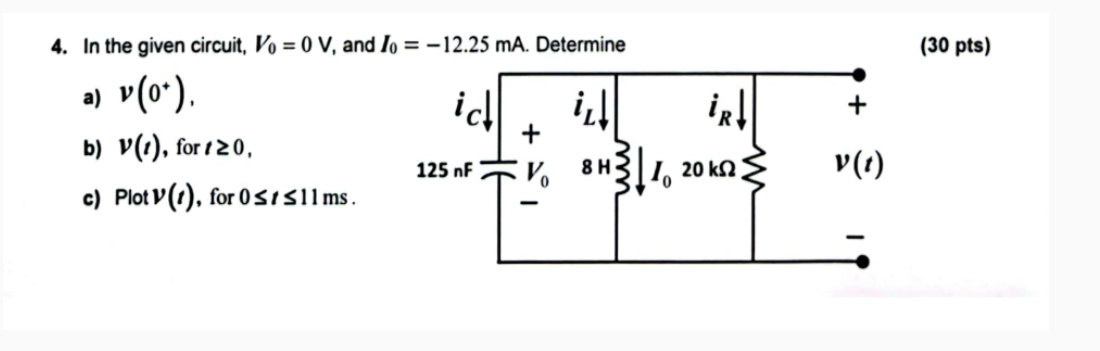 Solved In the given circuit, V0=0V, ﻿and I0=-12.25mA. | Chegg.com