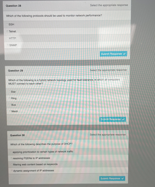 Solved Question 28 Select the response Which of the | Chegg.com