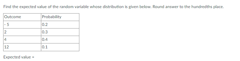 Solved Find the expected value of the random variable whose | Chegg.com