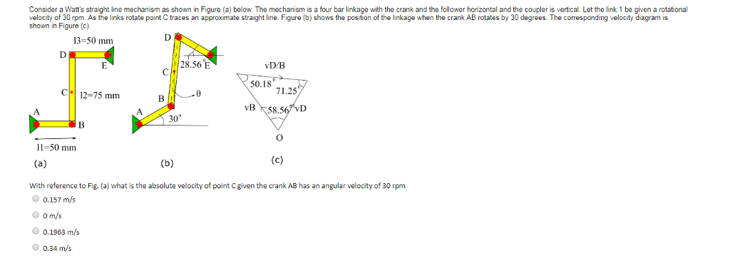 Solved Consider a Watt's straight line mechanism as shown in | Chegg.com