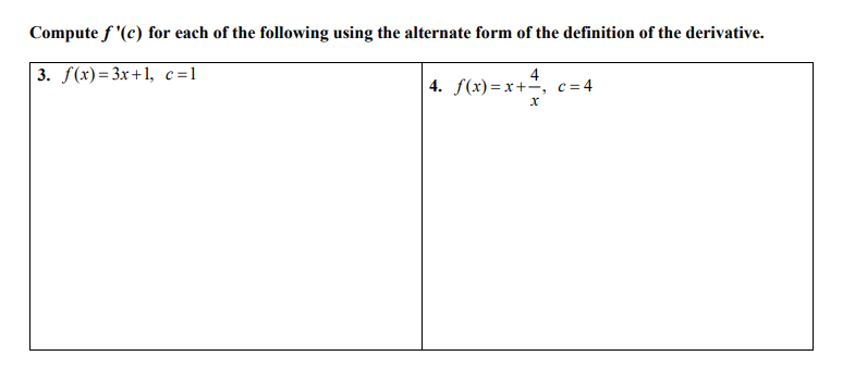 Solved Compute f′(c) for each of the following using the | Chegg.com
