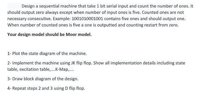 Solved Design a sequential machine that take 1 bit serial | Chegg.com