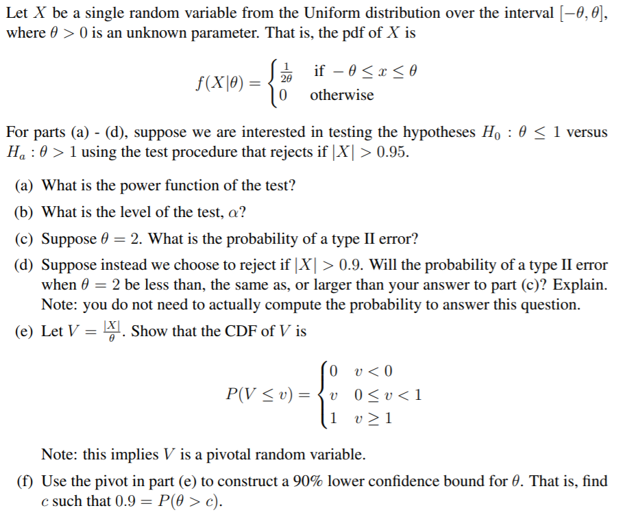 Solved Let X be a single random variable from the Uniform | Chegg.com