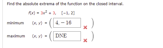 Solved Find the absolute extrema of the function on the | Chegg.com