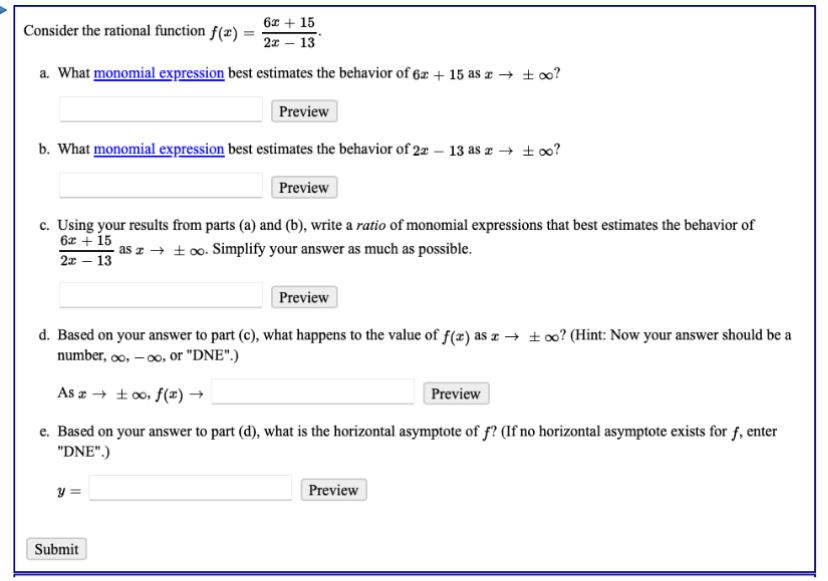 Solved Consider the rational function f(x)=(6x+15)/(2x-13) | Chegg.com