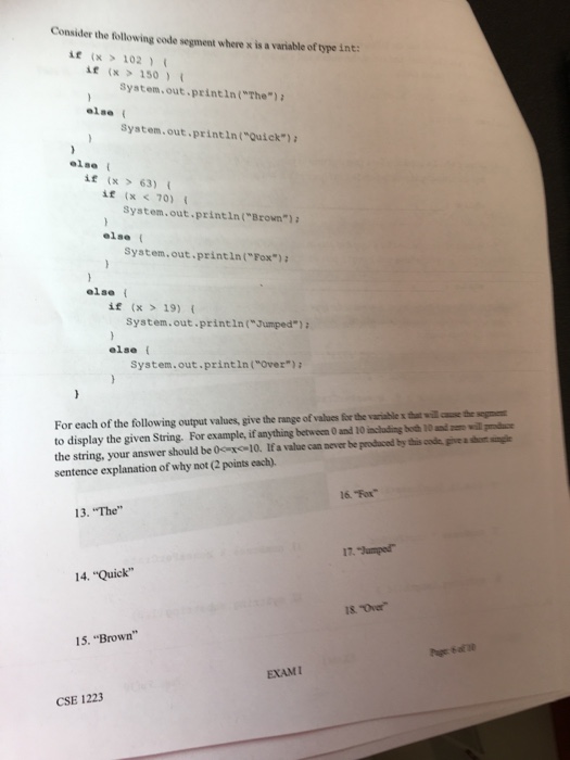 Solved Consider the following code segment where x is a | Chegg.com