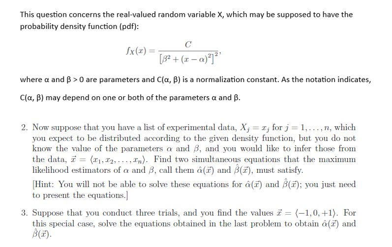 Solved This question concerns the real-valued random | Chegg.com