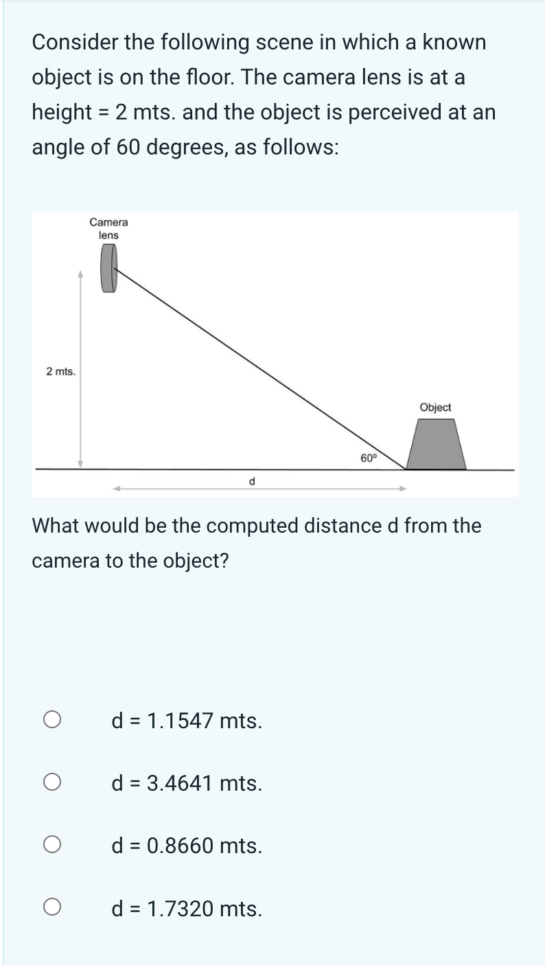 Solved Consider the following scene in which a known object | Chegg.com
