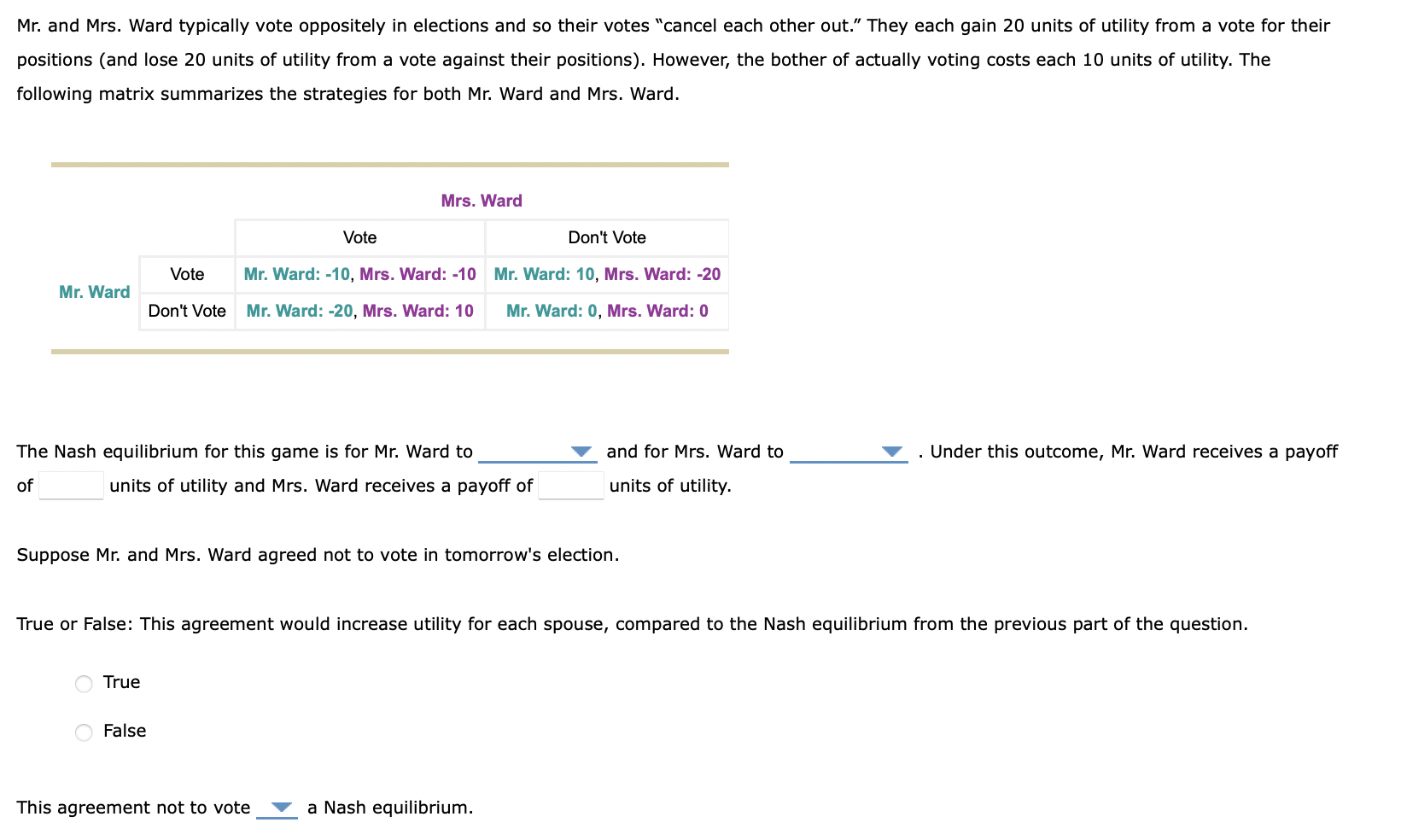 Solved options for blanks are 1- vote , not vote 2- | Chegg.com