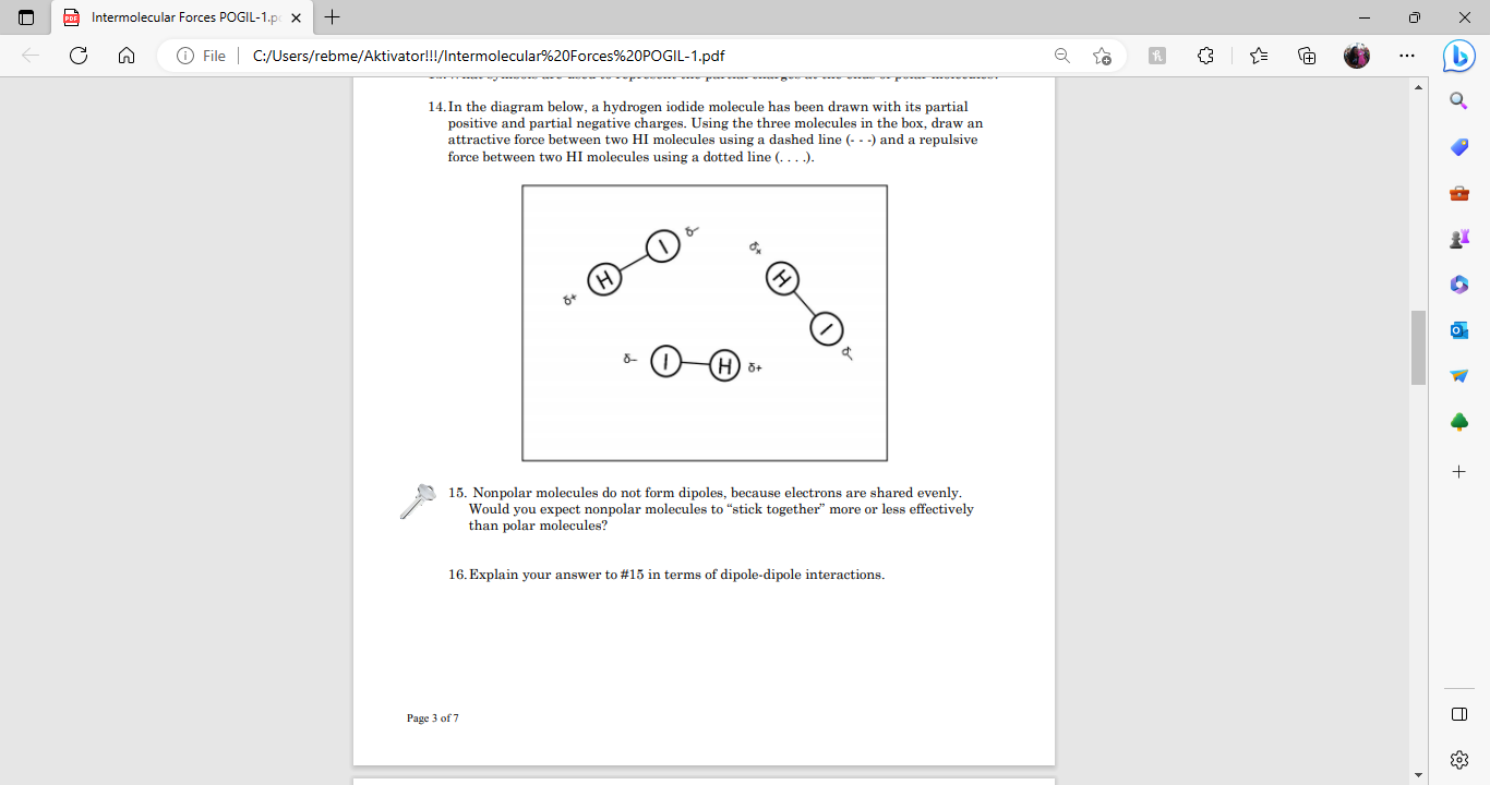 Solved 14. In the diagram below, a hydrogen iodide molecule | Chegg.com