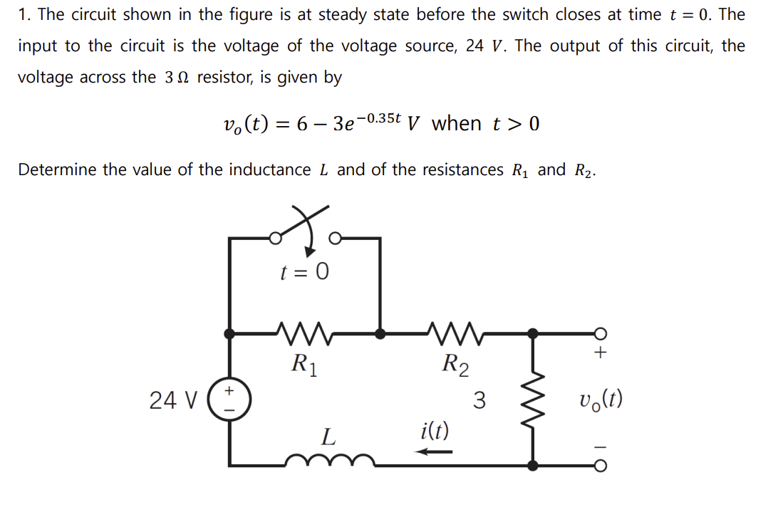 Solved 1. The circuit shown in the figure is at steady state | Chegg.com