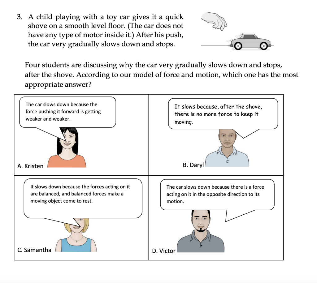 Solved 3. A child playing with a toy car gives it a quick | Chegg.com