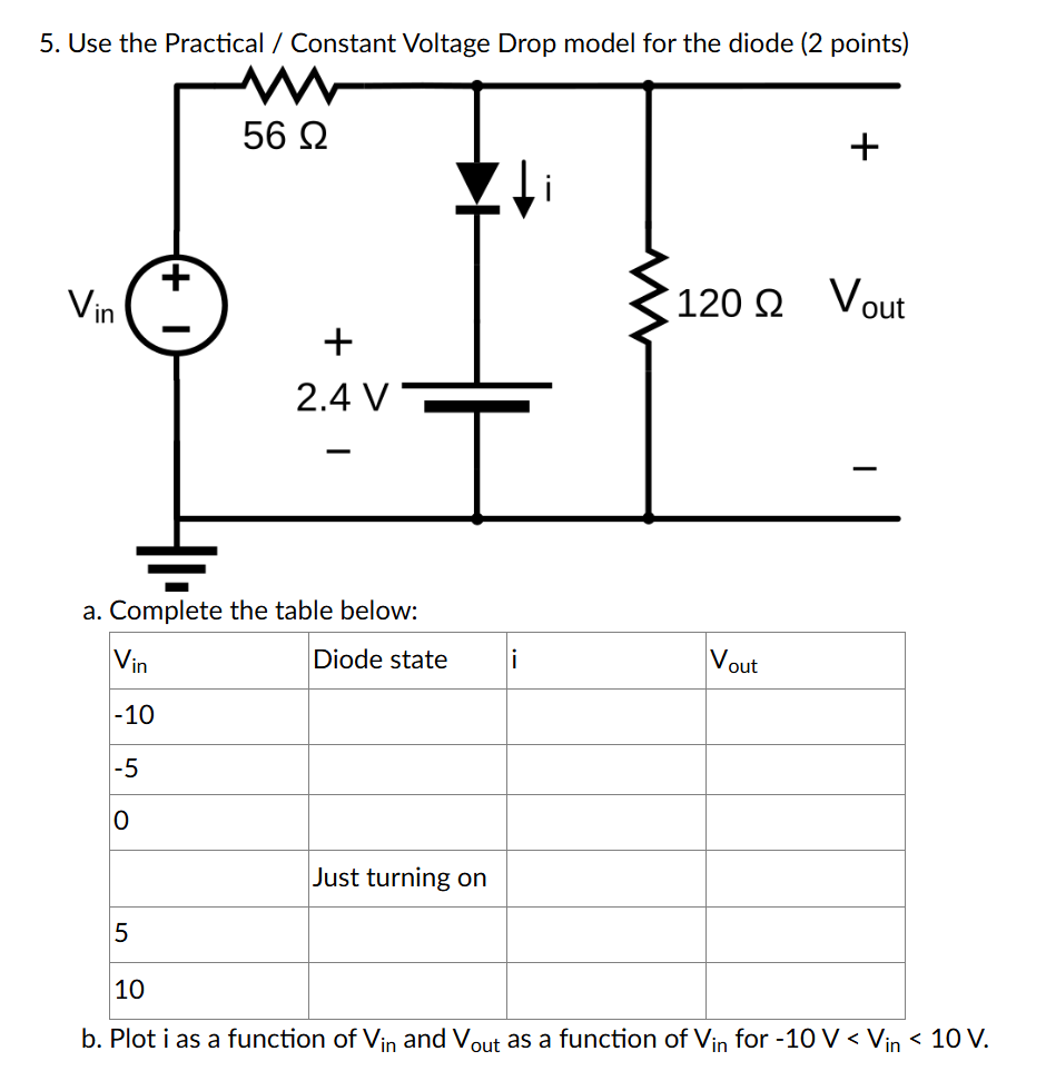Solved Use the Practical ?? ﻿Constant Voltage Drop model for | Chegg.com