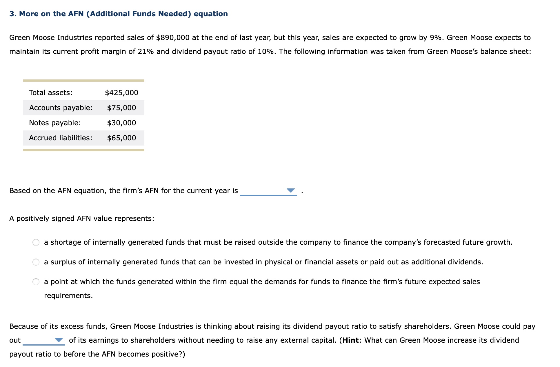 Solved More on the AFN (Additional Funds Needed) | Chegg.com