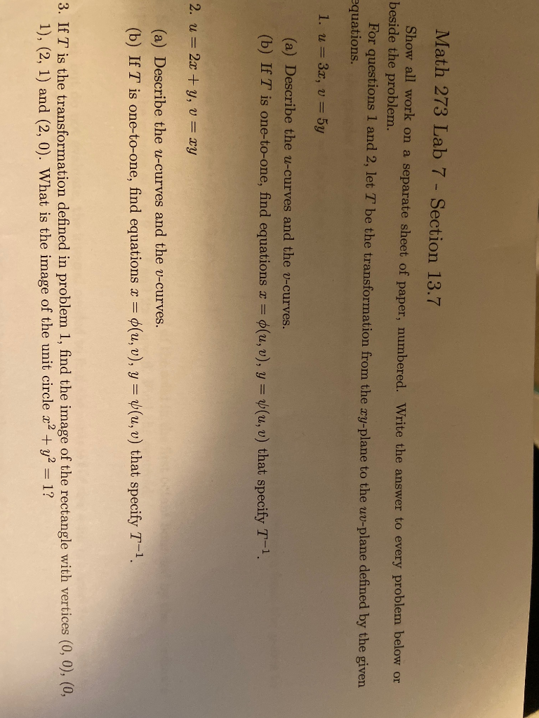 Math 273 Lab 7 - Section 13.7 Show all work on a | Chegg.com
