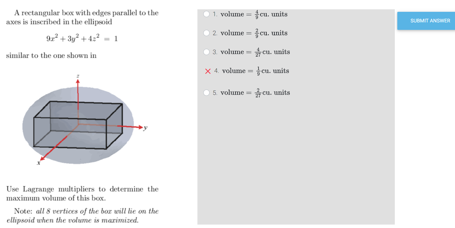 Solved A rectangular box with edges parallel to the axes is | Chegg.com