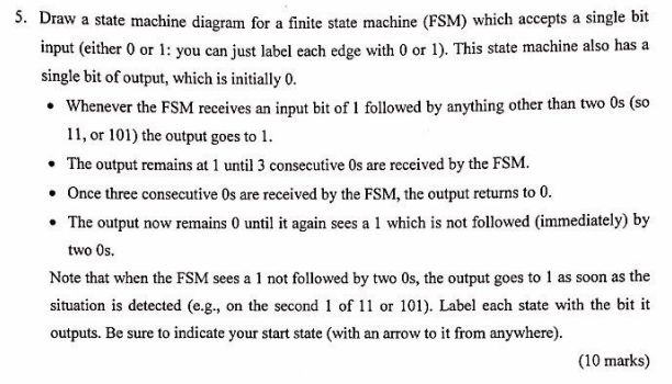 Solved 5. Draw a state machine diagram for a finite state | Chegg.com