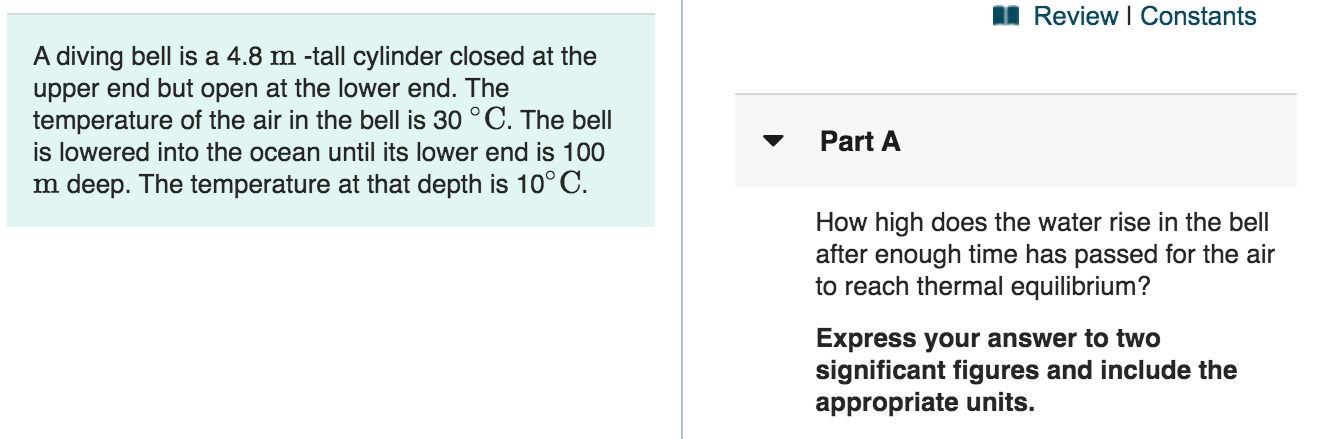 Solved Review | Constants A diving bell is a 4.8 m -tall | Chegg.com