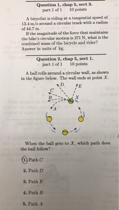 Solved Question 1, chap 5, sect 3. part 1 of 1 10 points A | Chegg.com