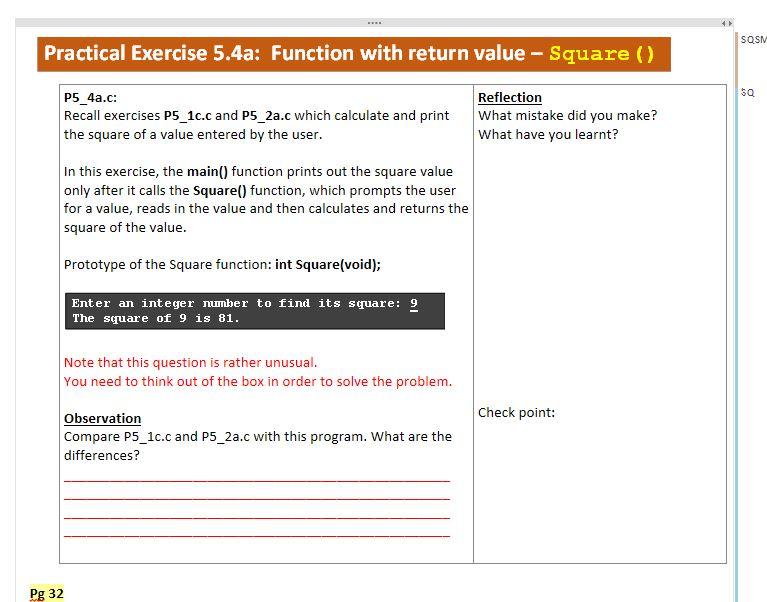 Solved SQSM Practical Exercise 5.4a: Function with return | Chegg.com