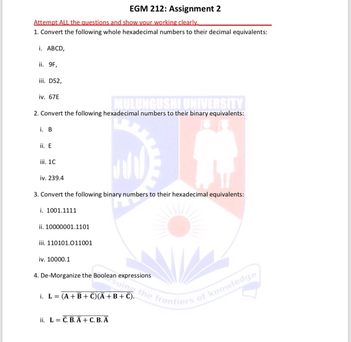 Solved EGM 212: Assignment 2 1. Convert the following whole | Chegg.com