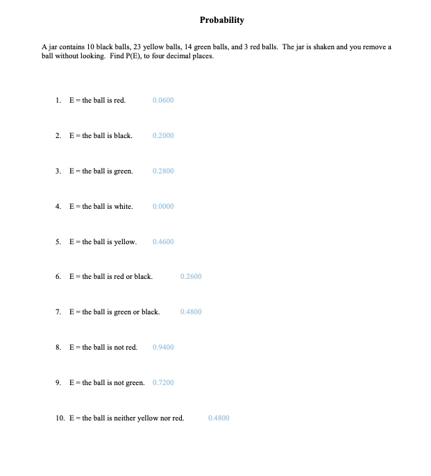 Solved Probability A jar contains 10 black balls, 23 yellow | Chegg.com