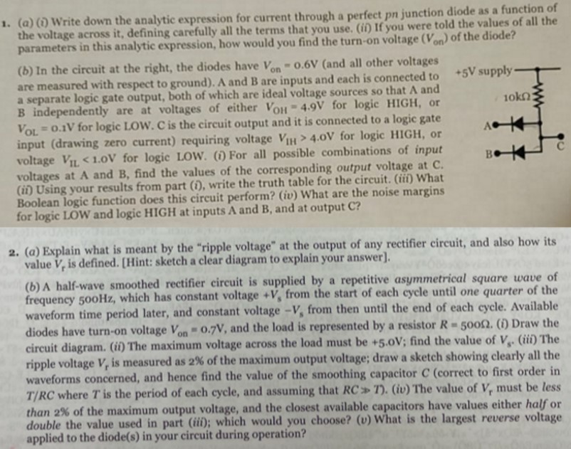 Solved 1. (a) (i) Write down the analytic expression for | Chegg.com