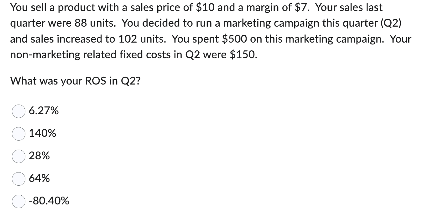 Solved You sell a product with a sales price of $10 ﻿and a | Chegg.com