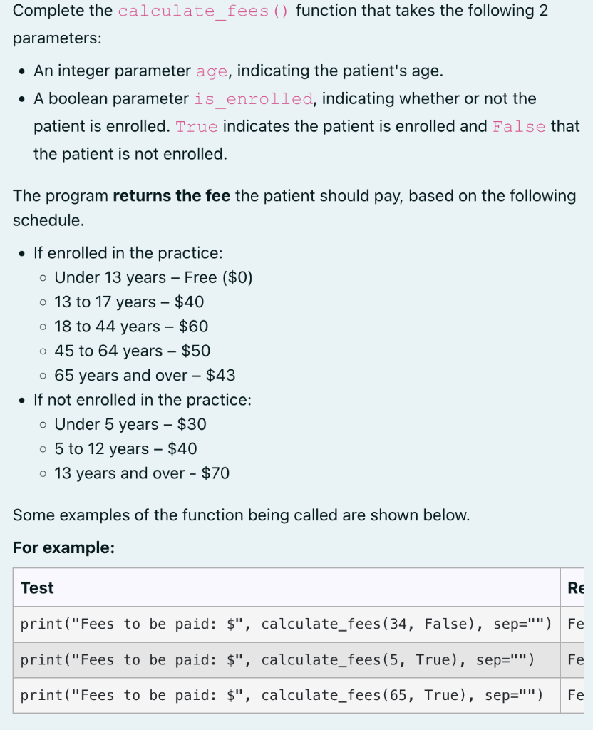 Solved parameters: - An integer parameter age, indicating | Chegg.com
