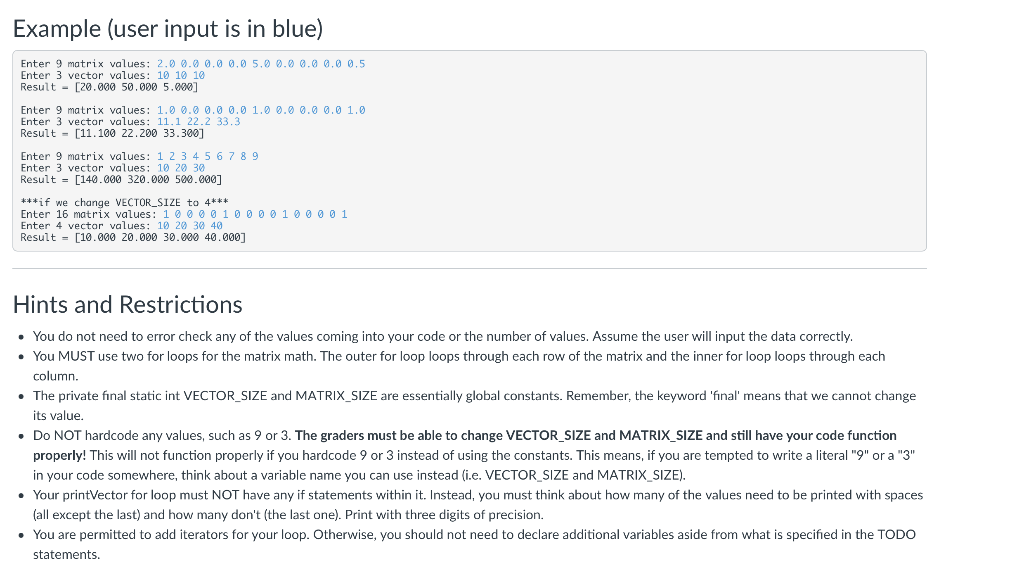 Solved Assignment You will input from the user a 3×3 matrix | Chegg.com