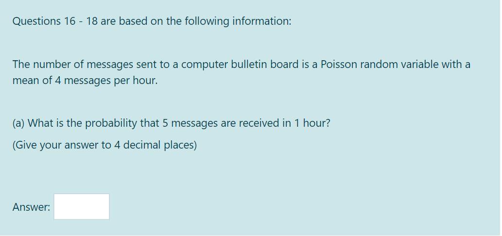 Solved Questions 16 - 18 are based on the following | Chegg.com
