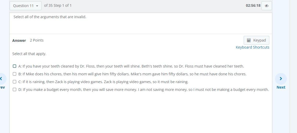 Solved Question 10 - of 35 Step 1 of 1 02:56:29 Use De | Chegg.com