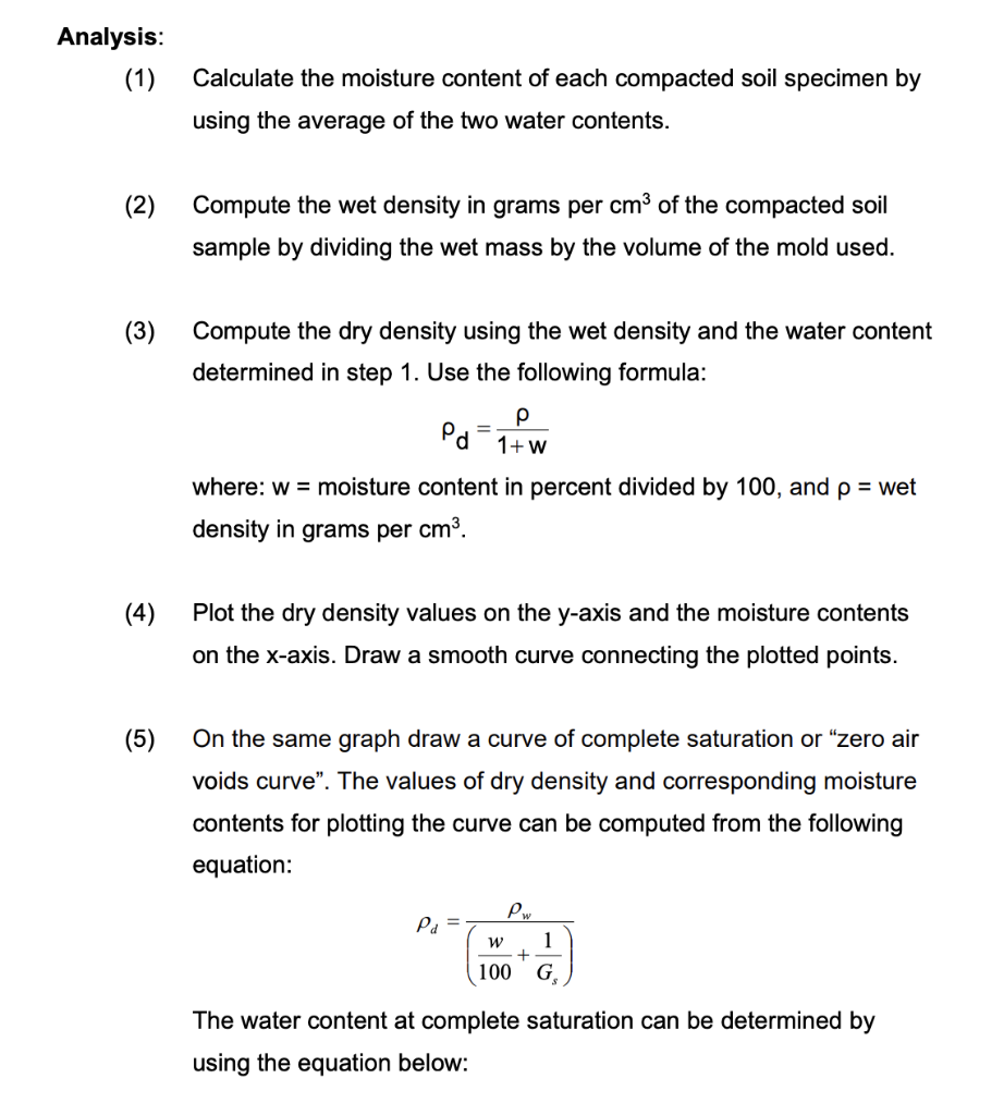 Solved Analysis: (1) Calculate the moisture content of each | Chegg.com