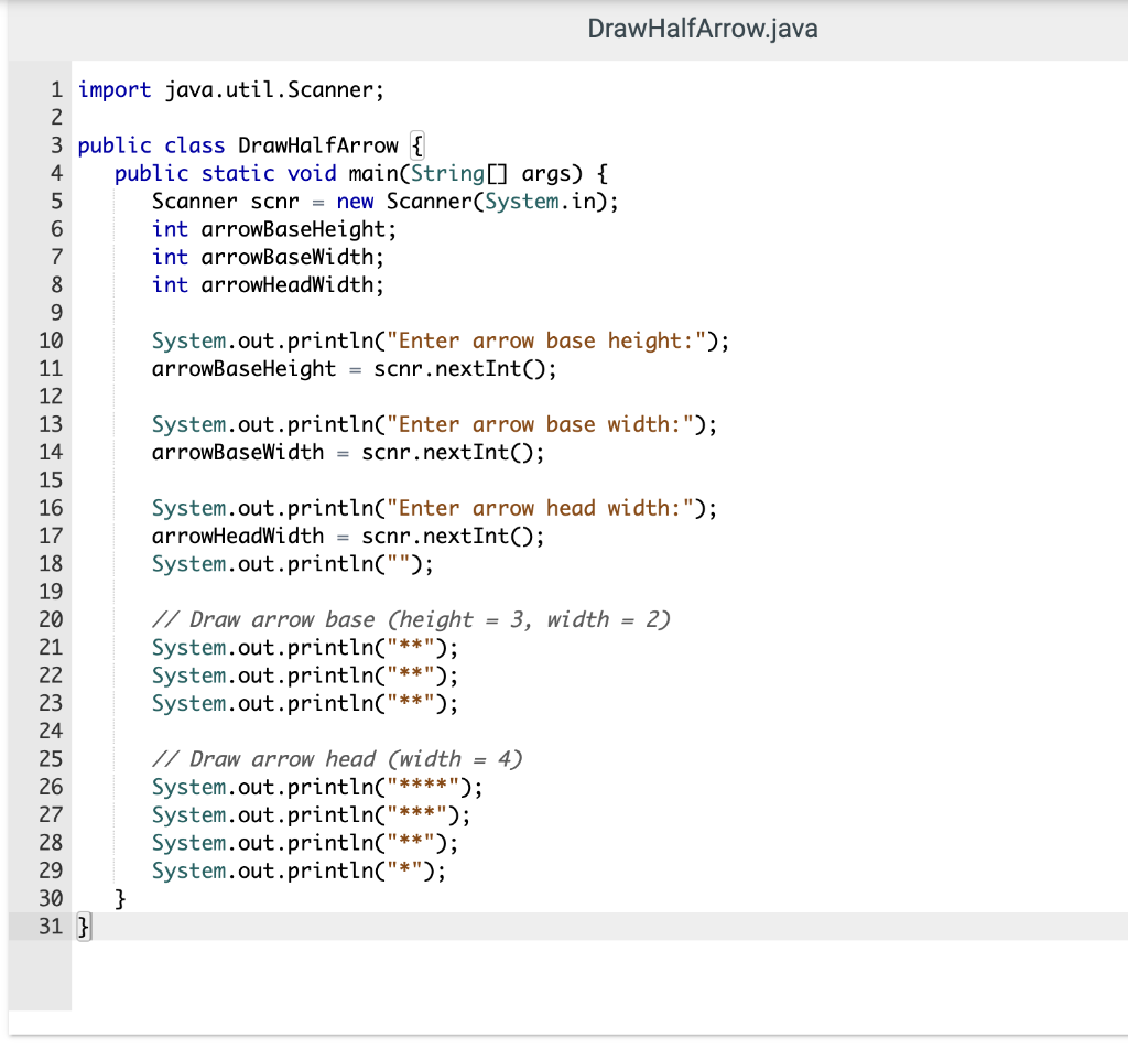 Solved This program outputs a downwards facing arrow | Chegg.com Solved This program outputs a downwards facing arrow | Chegg.com