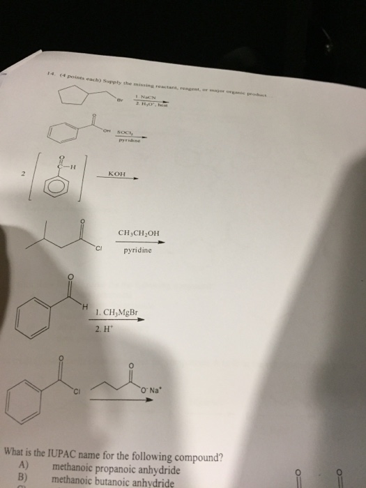Solved Supply the missing reactant, reagent, or major | Chegg.com