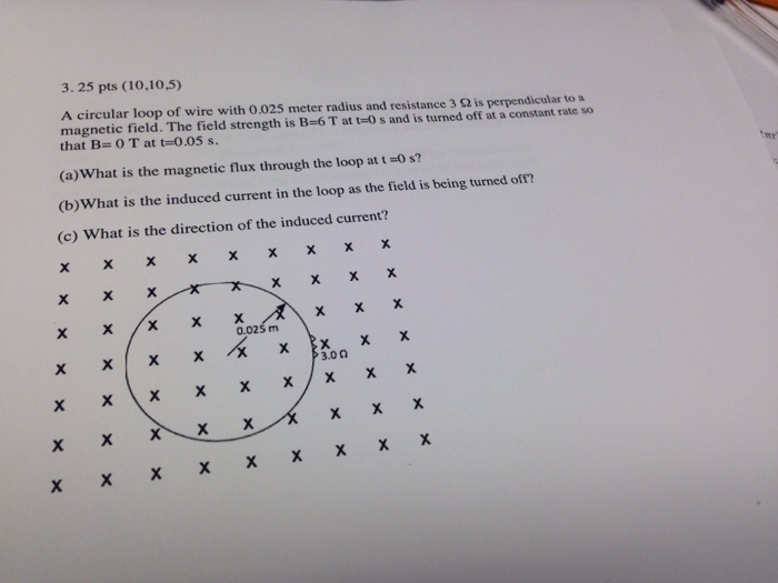 Solved A circular loop of wire with 0.025 meter radius and | Chegg.com