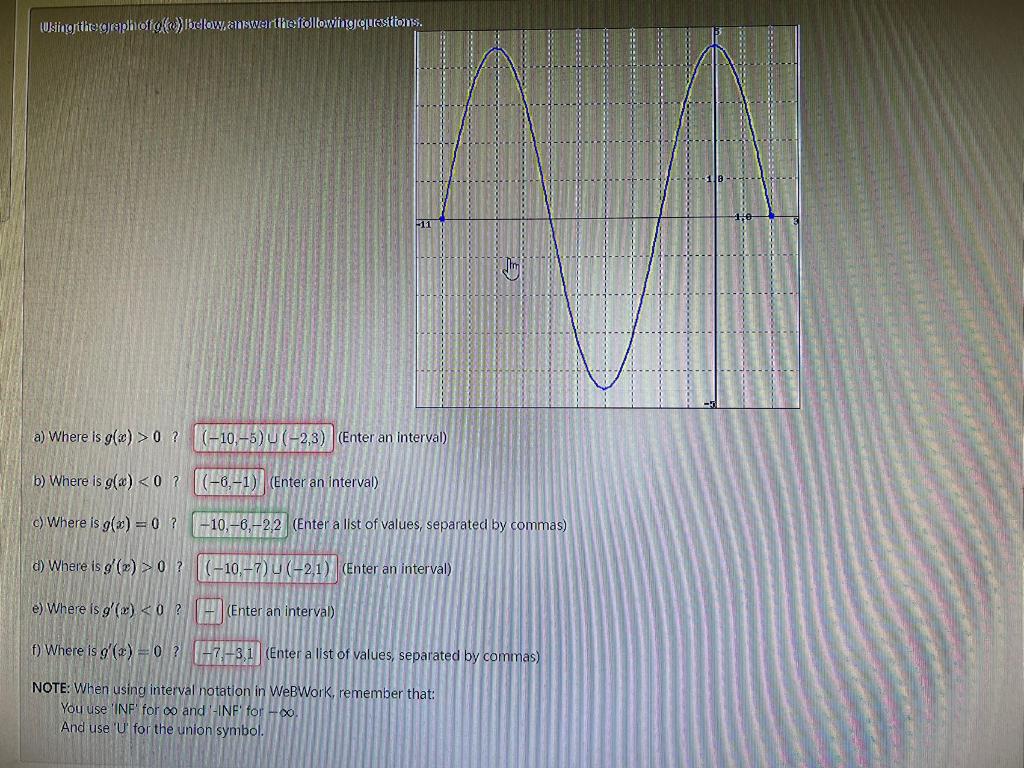 Solved (Enter an interval) a) Where is g(x)>0 ? b) Where is | Chegg.com