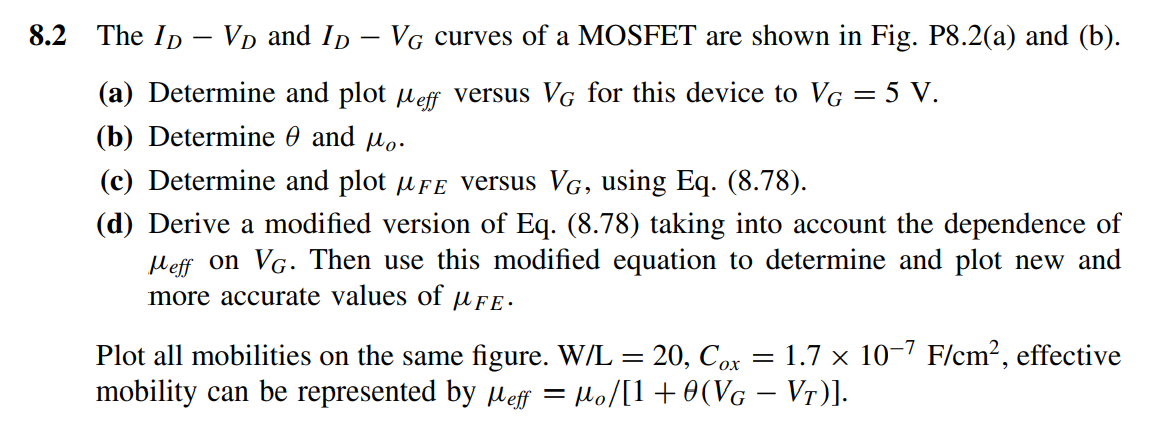 8.2 The ID – Vp and ID - VG curves of a MOSFET are | Chegg.com