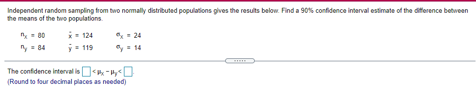 Solved Independent random sampling from two normally | Chegg.com
