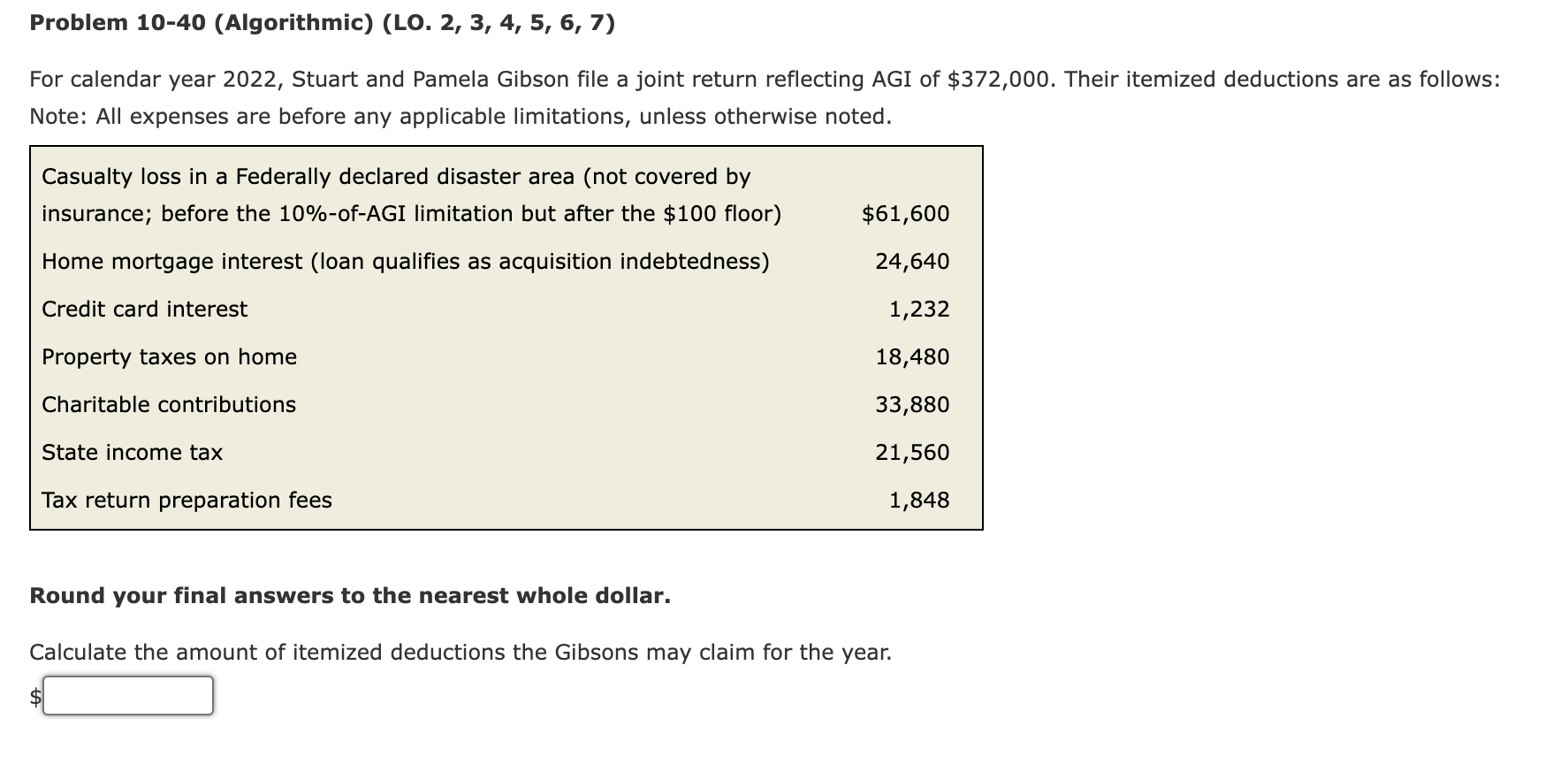 Problem 10-40 (Algorithmic) (LO. 2, 3, 4, 5, 6, 7)For | Chegg.com