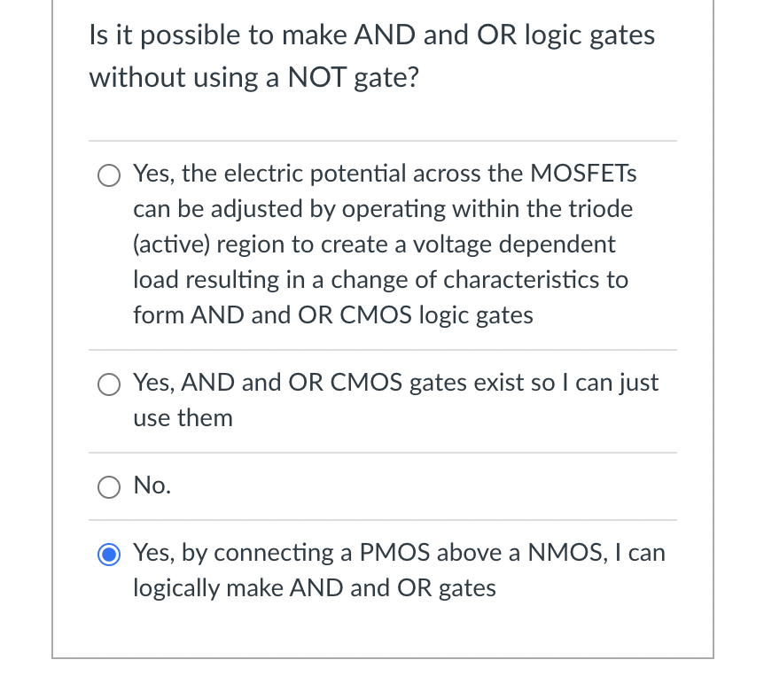 Solved Is it possible to make AND and OR logic gates without | Chegg.com