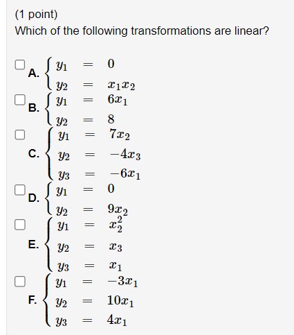 Solved (1 point) Which of the following transformations are | Chegg.com