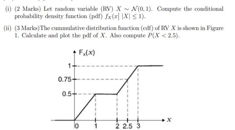 Solved (i) (2 Marks) Let random variable (RV) X ~ N(0,1). | Chegg.com