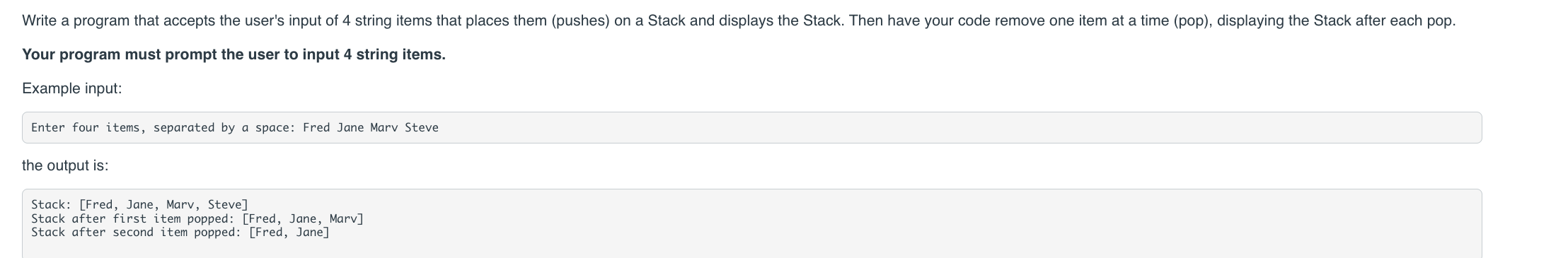 Solved Your Program Must Prompt The User To Input 4 String
